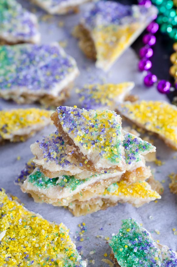 EASY King Cake Cracker Candy