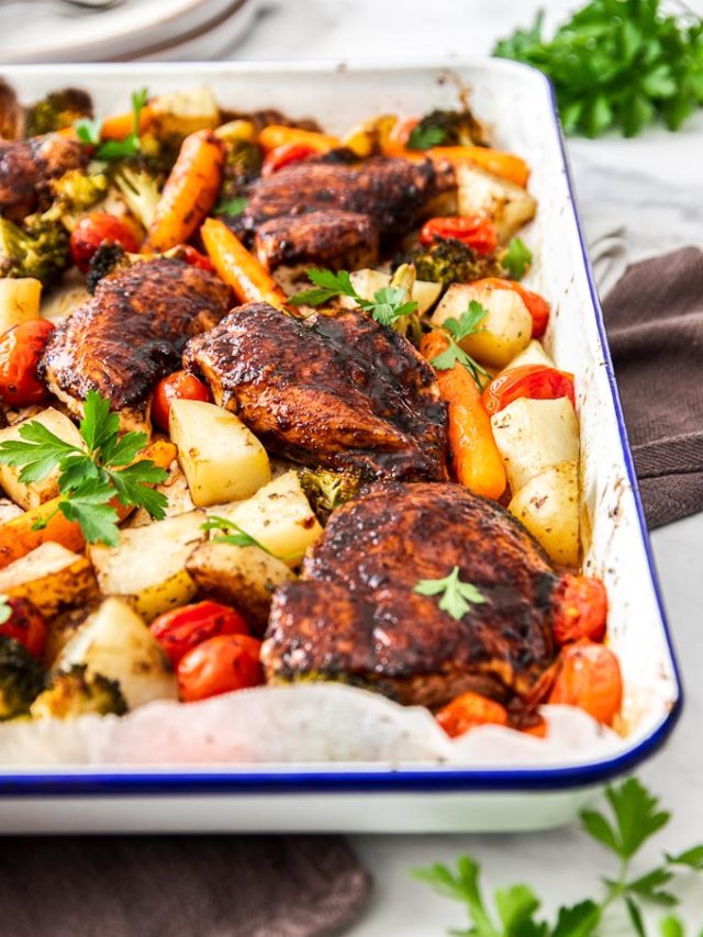 Sheet Pan Balsamic Chicken with Roasted Vegetables Recipe Story - Easy Recipes for Family Time ...