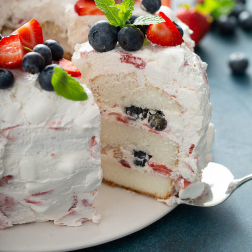 EASY Red White and Blue Angel Food Cake