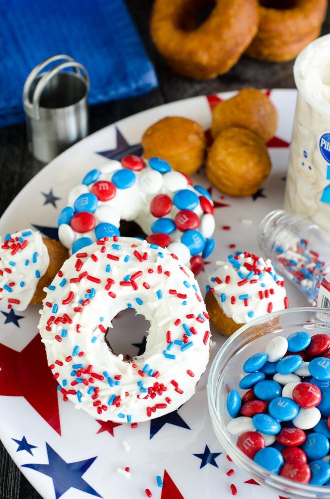 Stars and Stripes Biscuit Donuts for the 4th of July