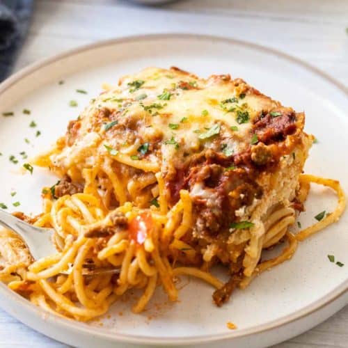 Baked Spaghetti - Easy comfort meal for you or to bring a family in need.